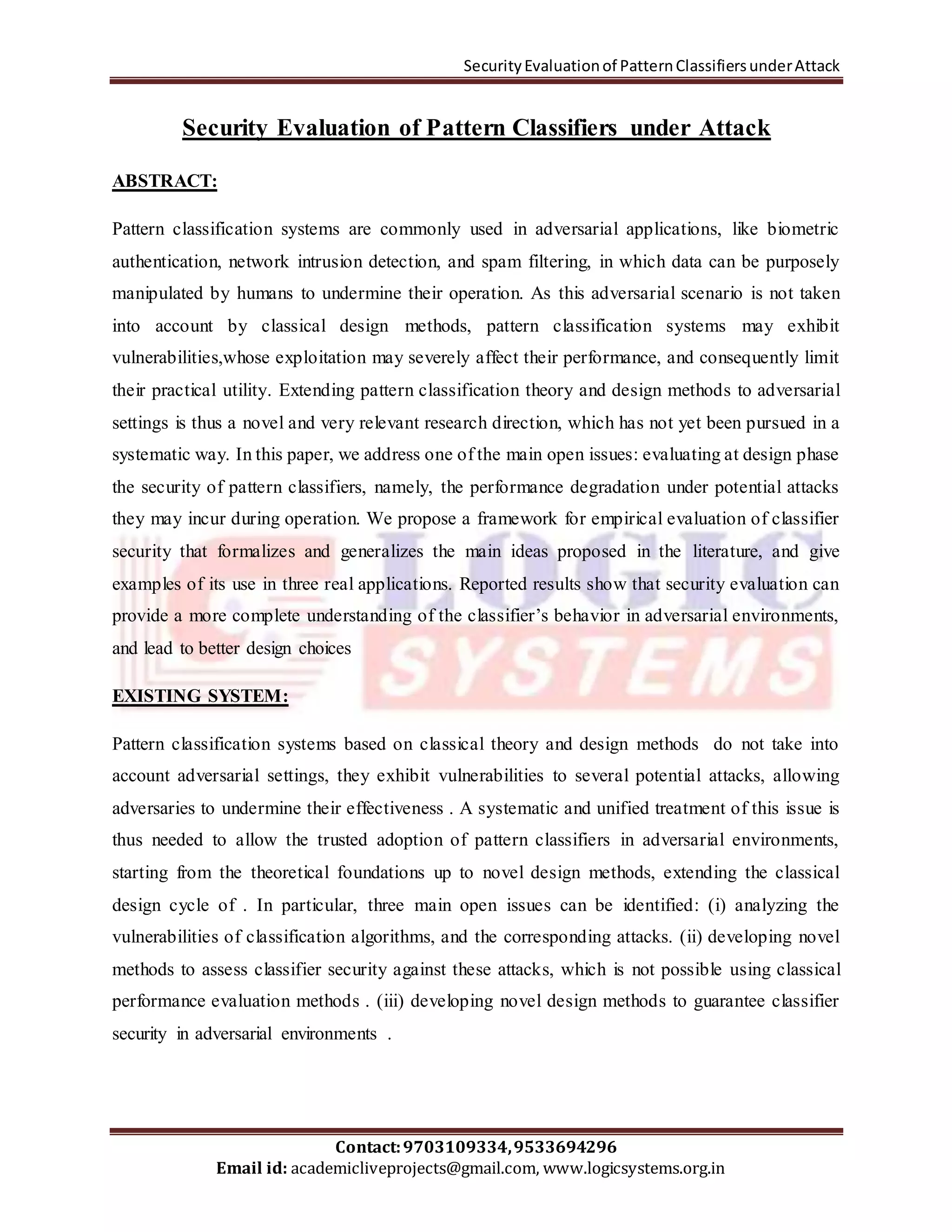 security evaluation of pattern classifiers under attack | PDF