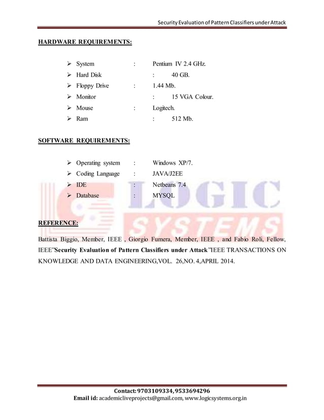Security Evaluation Of Pattern Classifiers Under Attack Pdf