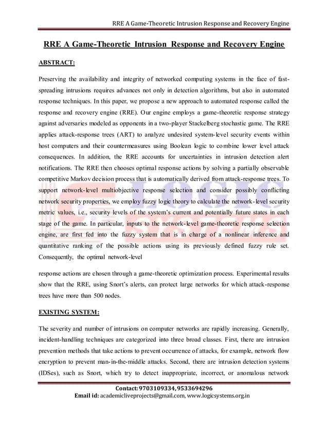 rre a game-theoretic intrusion response and recovery engine | PDF