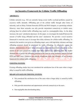 an incentive framework for cellular traffic offloading | PDF