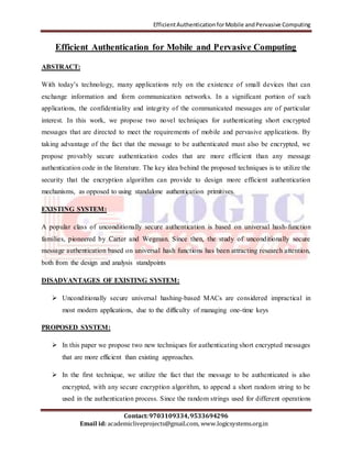 efficient authentication for mobile and pervasive computing | PDF