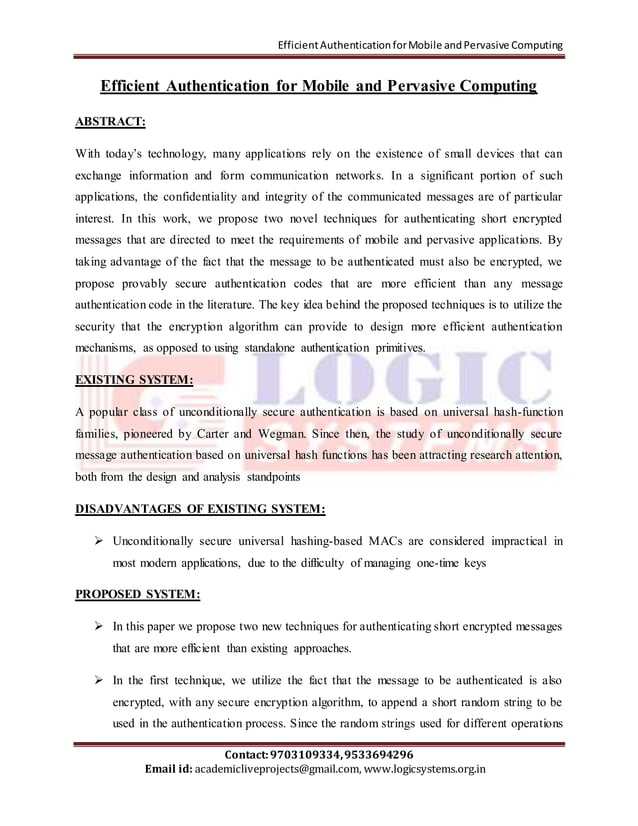 Efficient Authentication For Mobile And Pervasive Computing Pdf