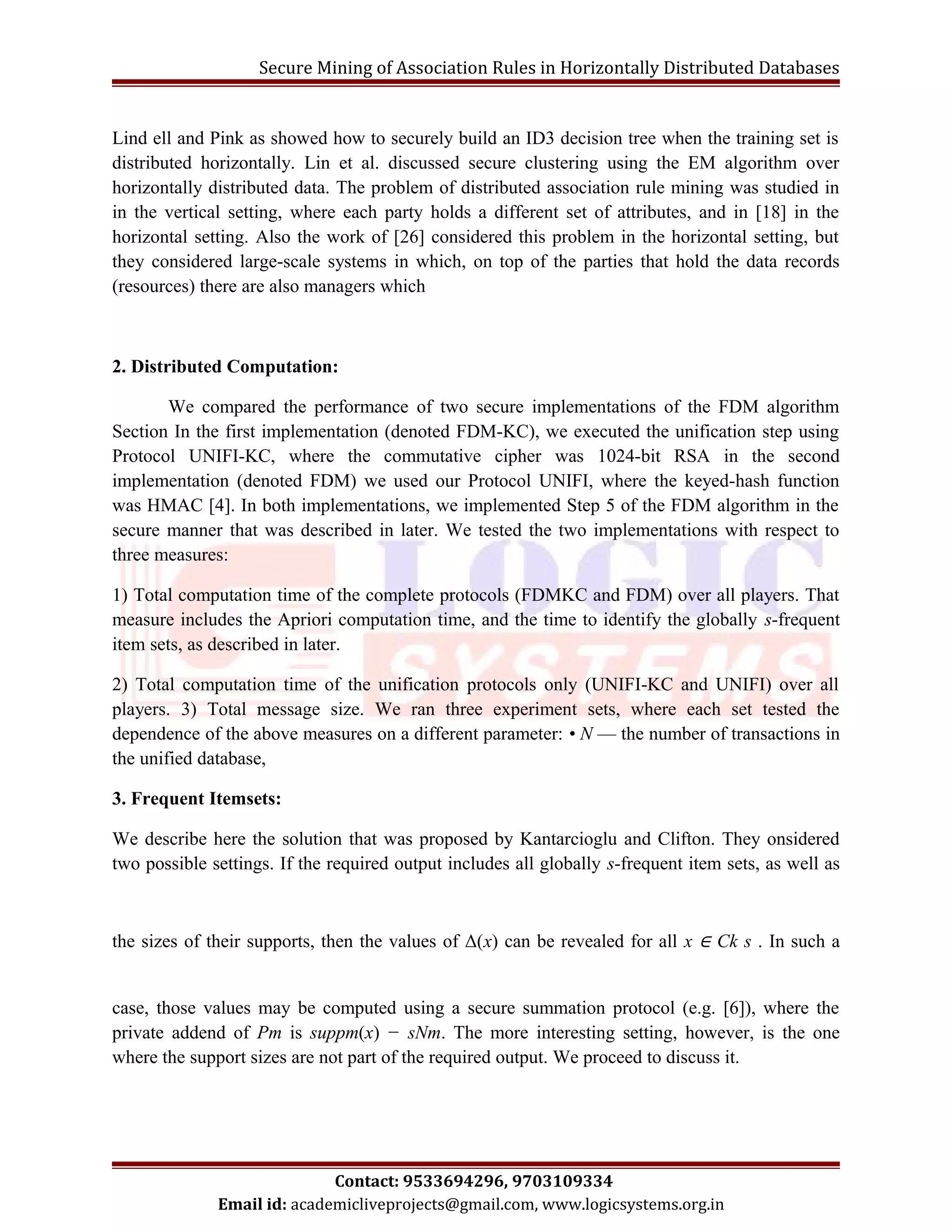 Secure Mining Of Association Rules In Horizontally Distributed Databases Pdf