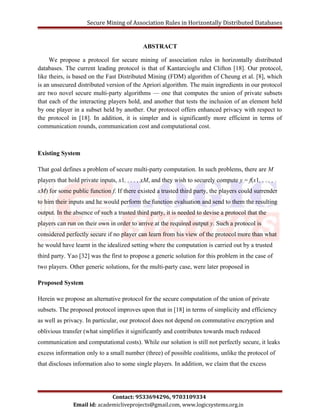 secure mining of association rules in horizontally distributed databases | PDF