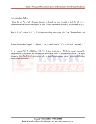 secure mining of association rules in horizontally distributed databases | PDF