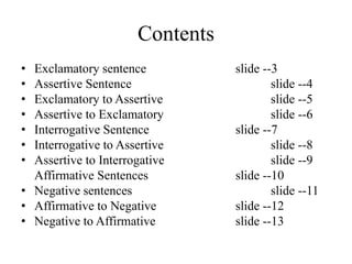 Transformation of sentences | PPTX