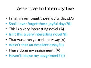 Transformation of sentences | PPTX