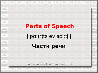 Parts of Speech English Grammar Flashcards with Russian Explanation LSL ...