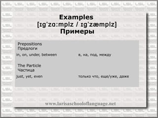 Parts of Speech English Grammar Flashcards with Russian Explanation LSL ...