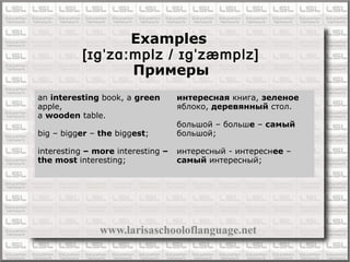 Parts of Speech English Grammar Flashcards with Russian Explanation LSL ...