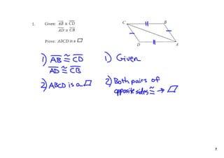 Lsn 11-3 Proving a Quadrilateral is a Parallelogram | PDF