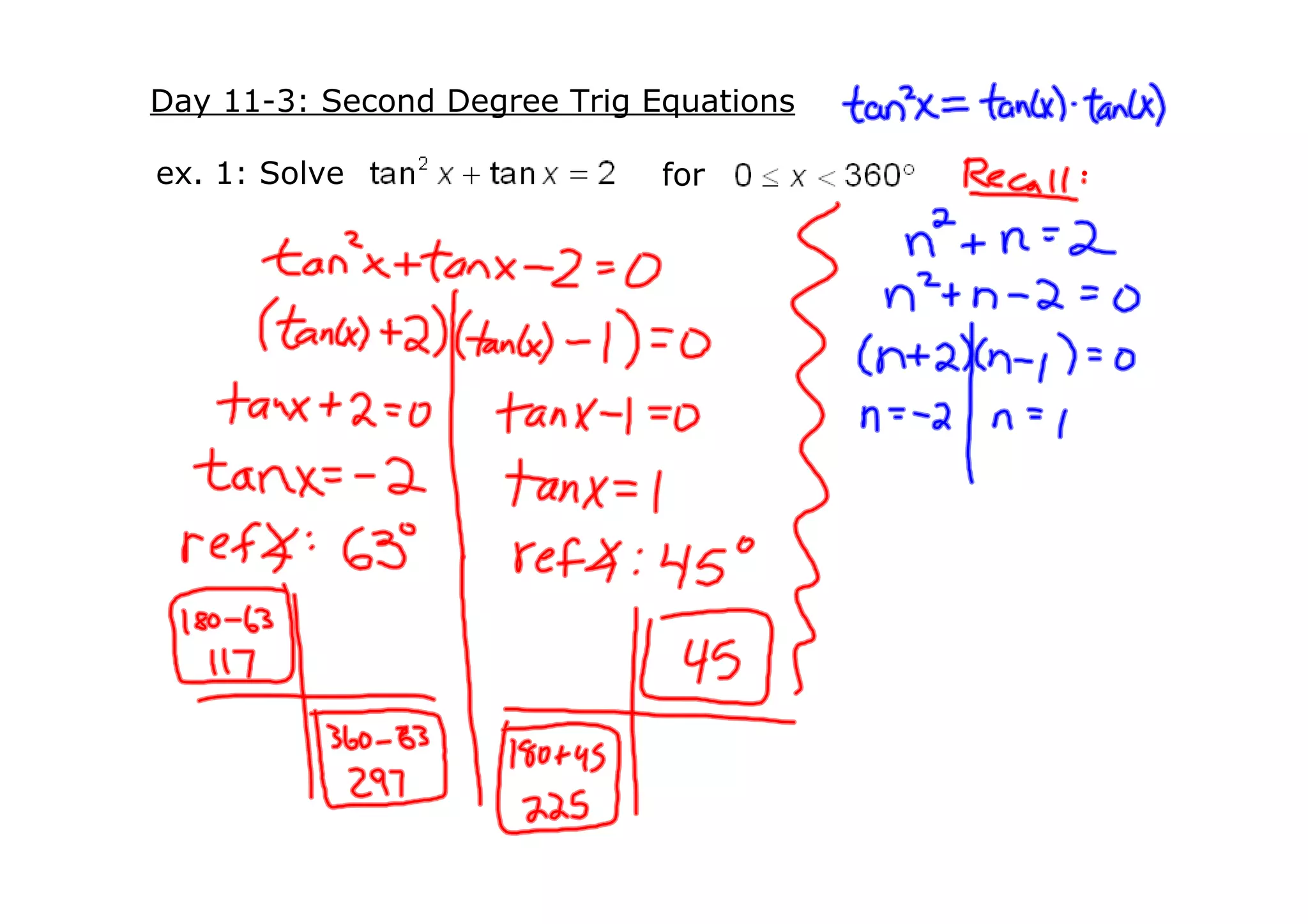 Lsn 11-3 Solving Second Degree Trig Equations | PDF