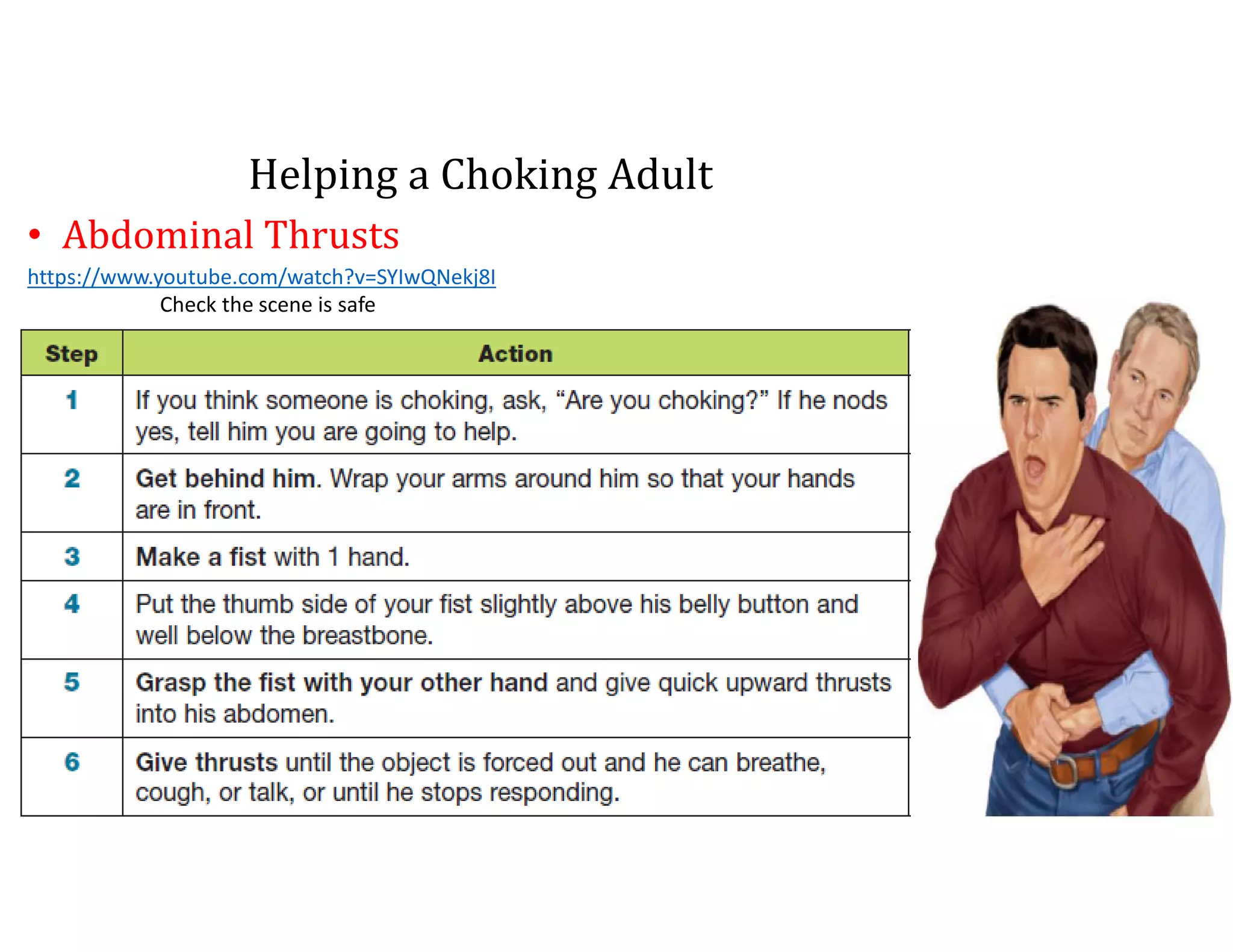 Lecture 7: first aid, choke, CPR, diabetes, bleed, burn | PDF
