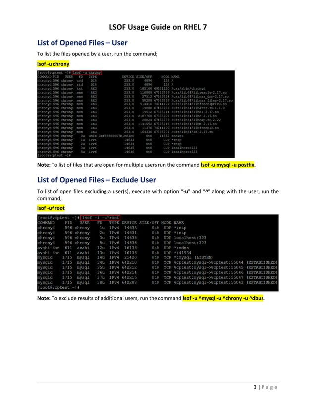 LSOF Command Usage on RHEL 7 | PDF