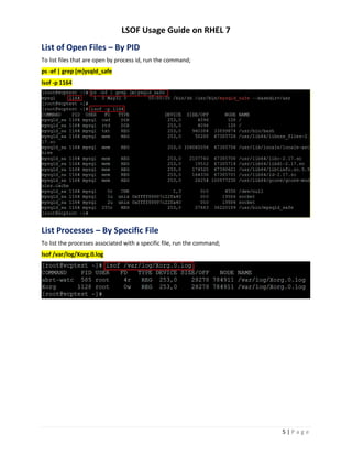 LSOF Command Usage on RHEL 7 | PDF