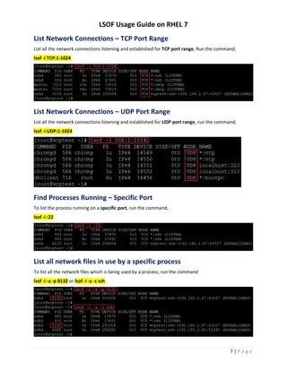 LSOF Command Usage on RHEL 7 | PDF
