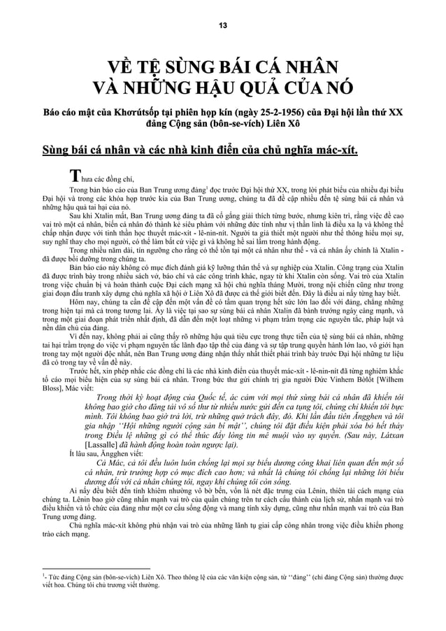 Khrusev bao-cao-ve-stalin | PDF