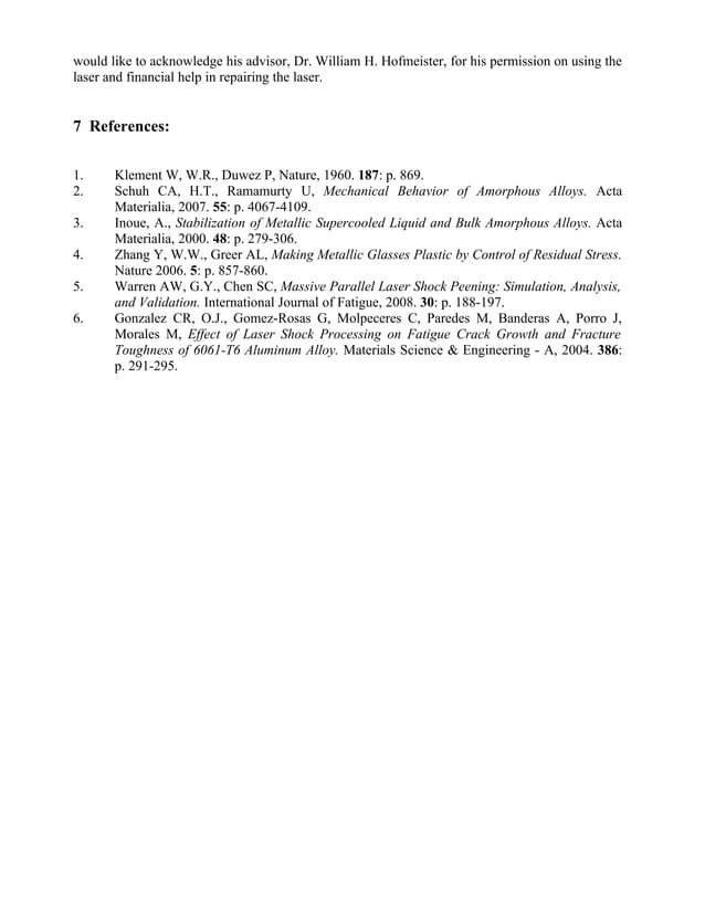 Laser Shock Peening of Bulk Metallic Glasses | DOC