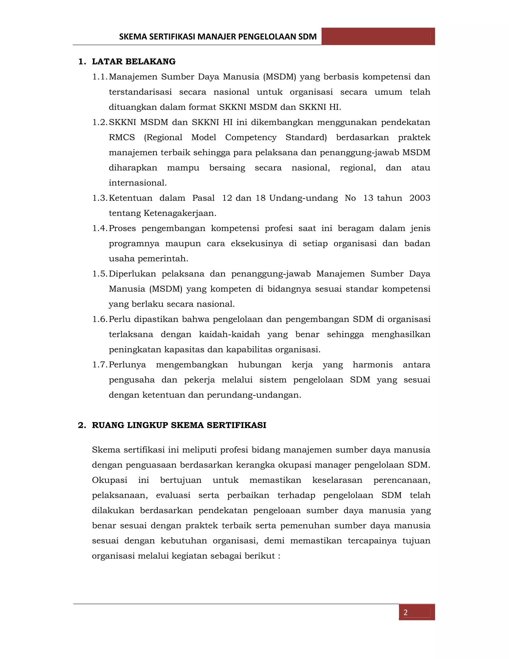 Lsp msdm-skema sertifikasi manajer pengelolaan sdm | PDF