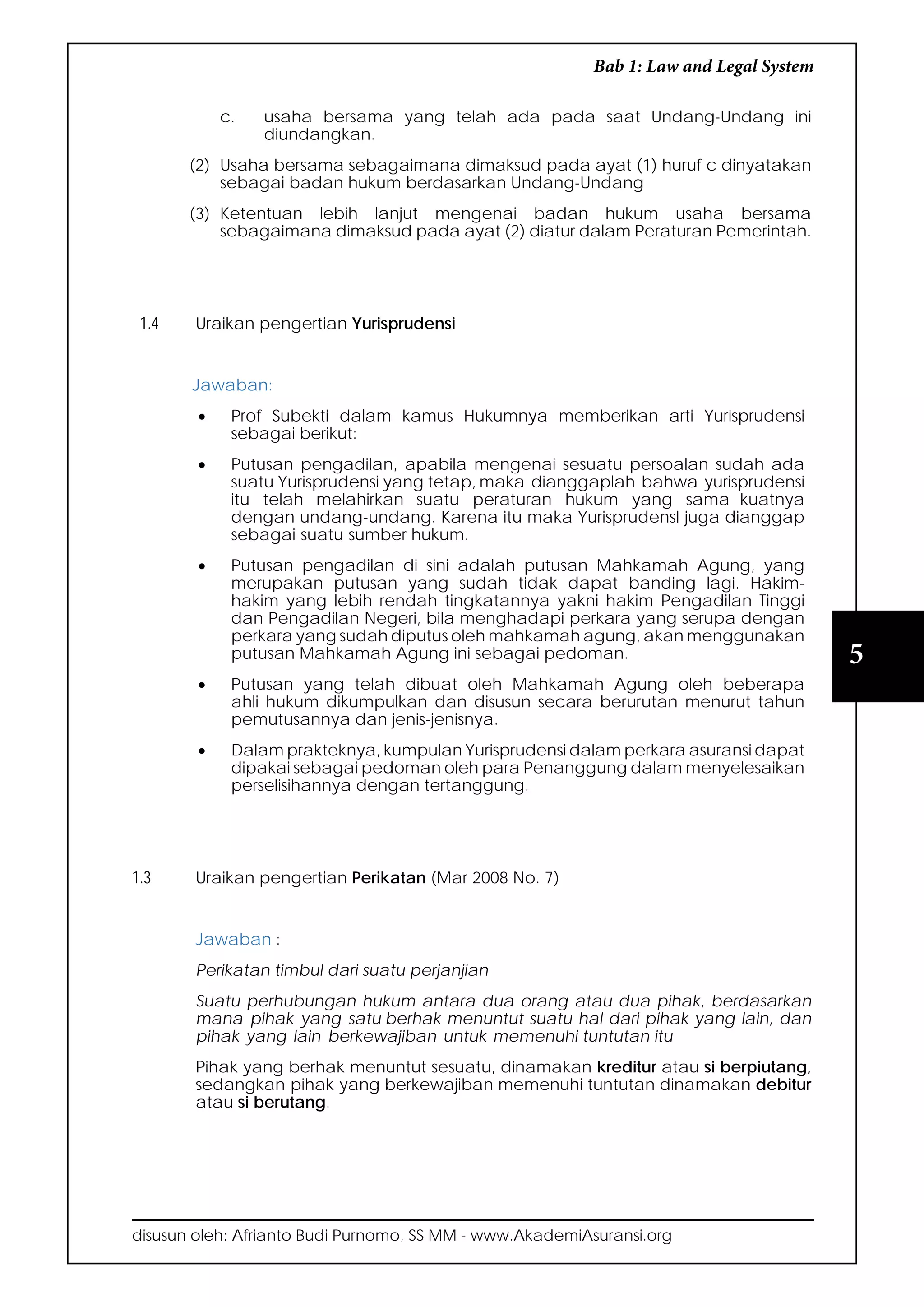 Soal Jawab Ujian LSPP AAMAI 102 - Hukum Asuransi, Edisi September 2016 ...