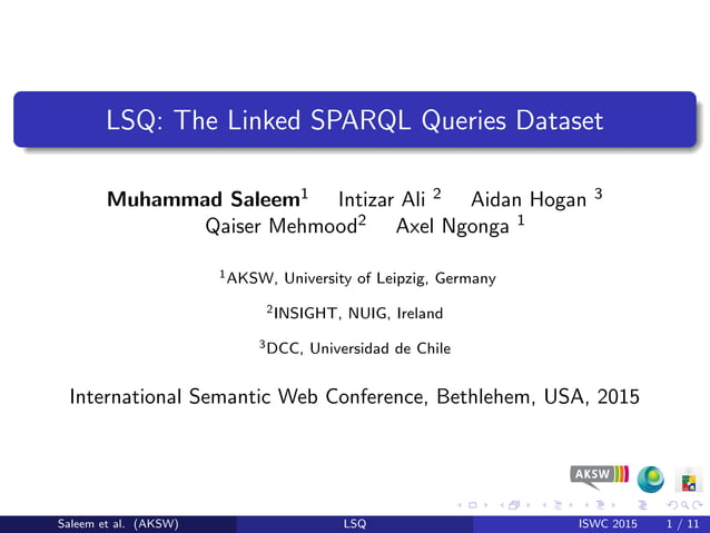 LSQ: The Linked SPARQL Queries Dataset | PPT