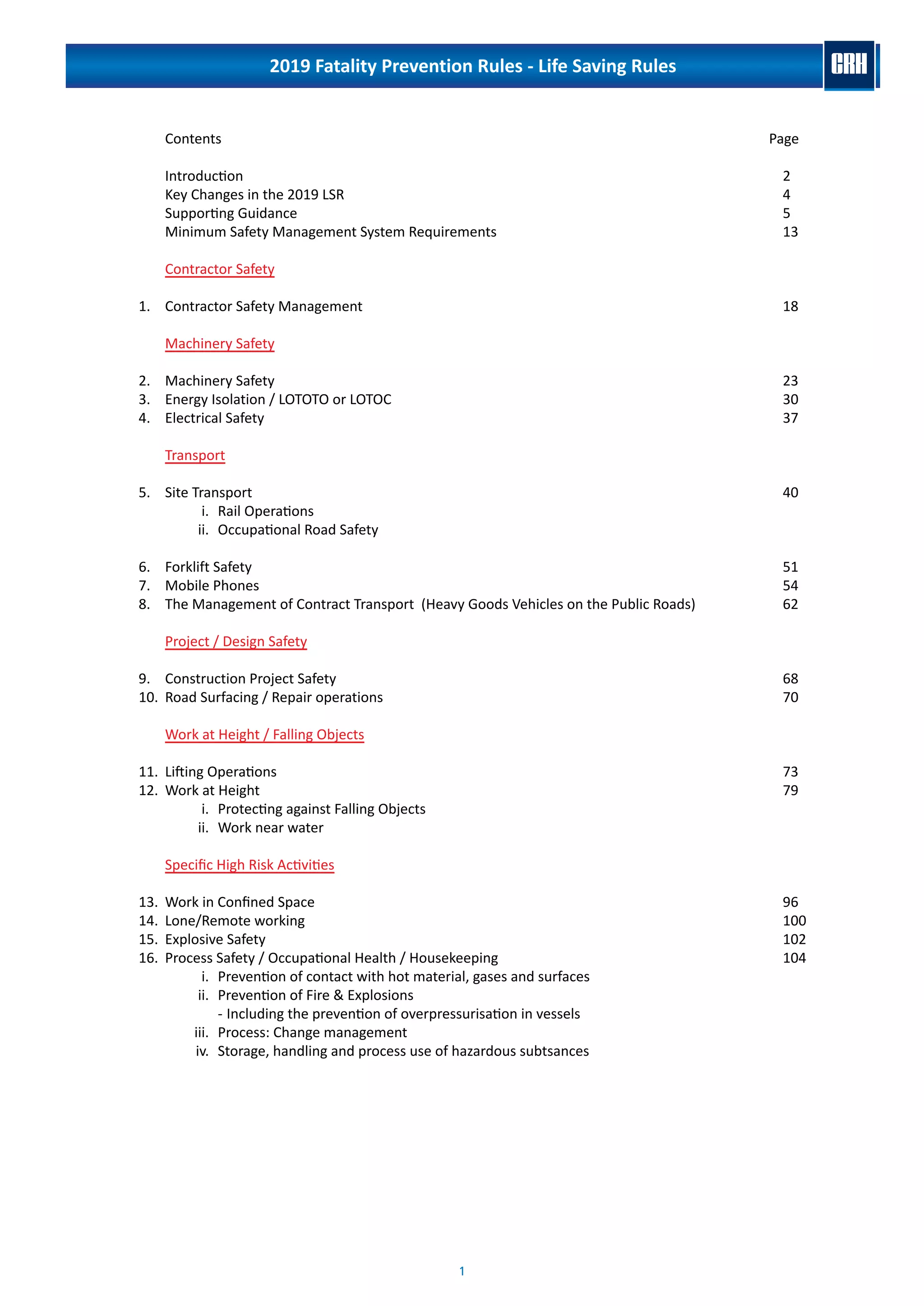Life Saving Rules - HSE | PDF