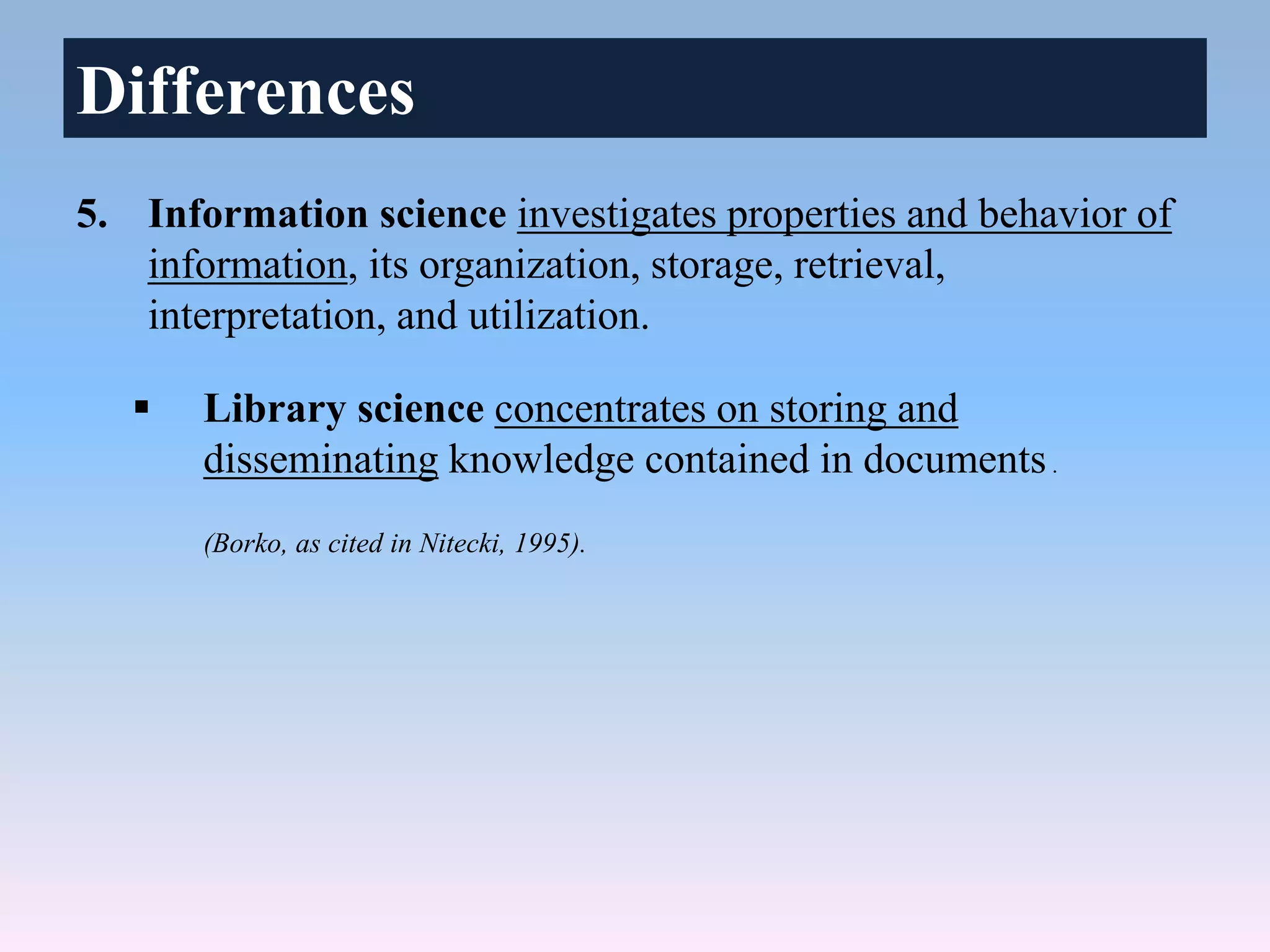 RELATIONSHIP OF LIBRARY SCIENCE WITH ‎INFORMATION SCIENCE | PPSX