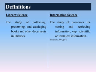 RELATIONSHIP OF LIBRARY SCIENCE WITH ‎INFORMATION SCIENCE | PPSX
