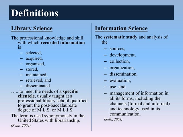 RELATIONSHIP OF LIBRARY SCIENCE WITH ‎INFORMATION SCIENCE | PPSX