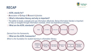 ACRL Frameworks for Learning | PPTX