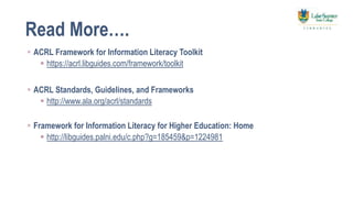 ACRL Frameworks for Learning | PPTX