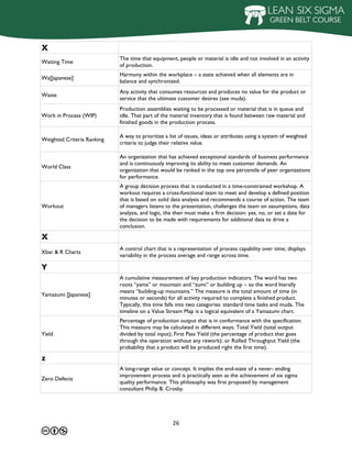 ESTIEM Lean Six Sigma Green Belt course - Glossary of terms | PDF