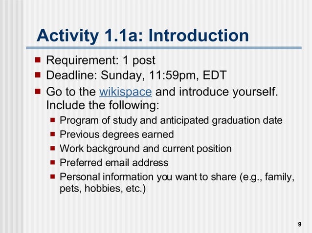 Lesson 1.1 Familiarize Yourself with Project Work, Timeline, and Group ...