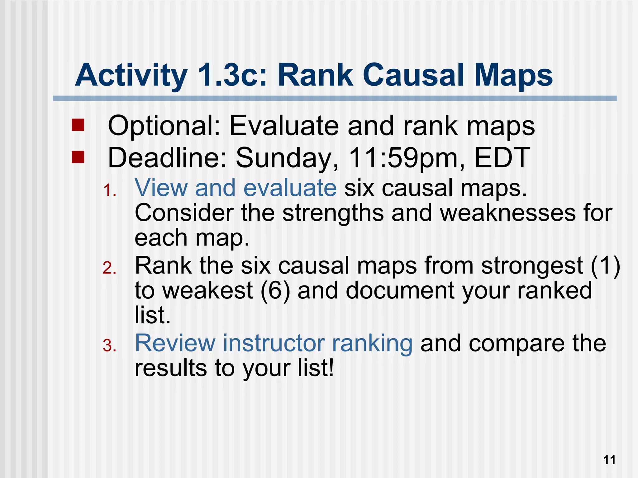 Lesson 1.3 Describe Purpose and Characteristics of Causal Maps | PPT