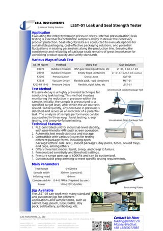 Advanced Pressure Decay Testing with the LSST-01 Leak and Seal Tester | PDF
