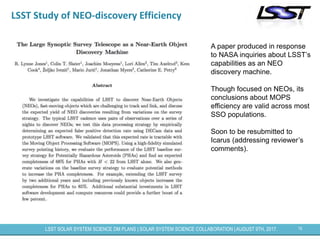 LSST Solar System Science: MOPS Status, the Science, and Your Questions ...
