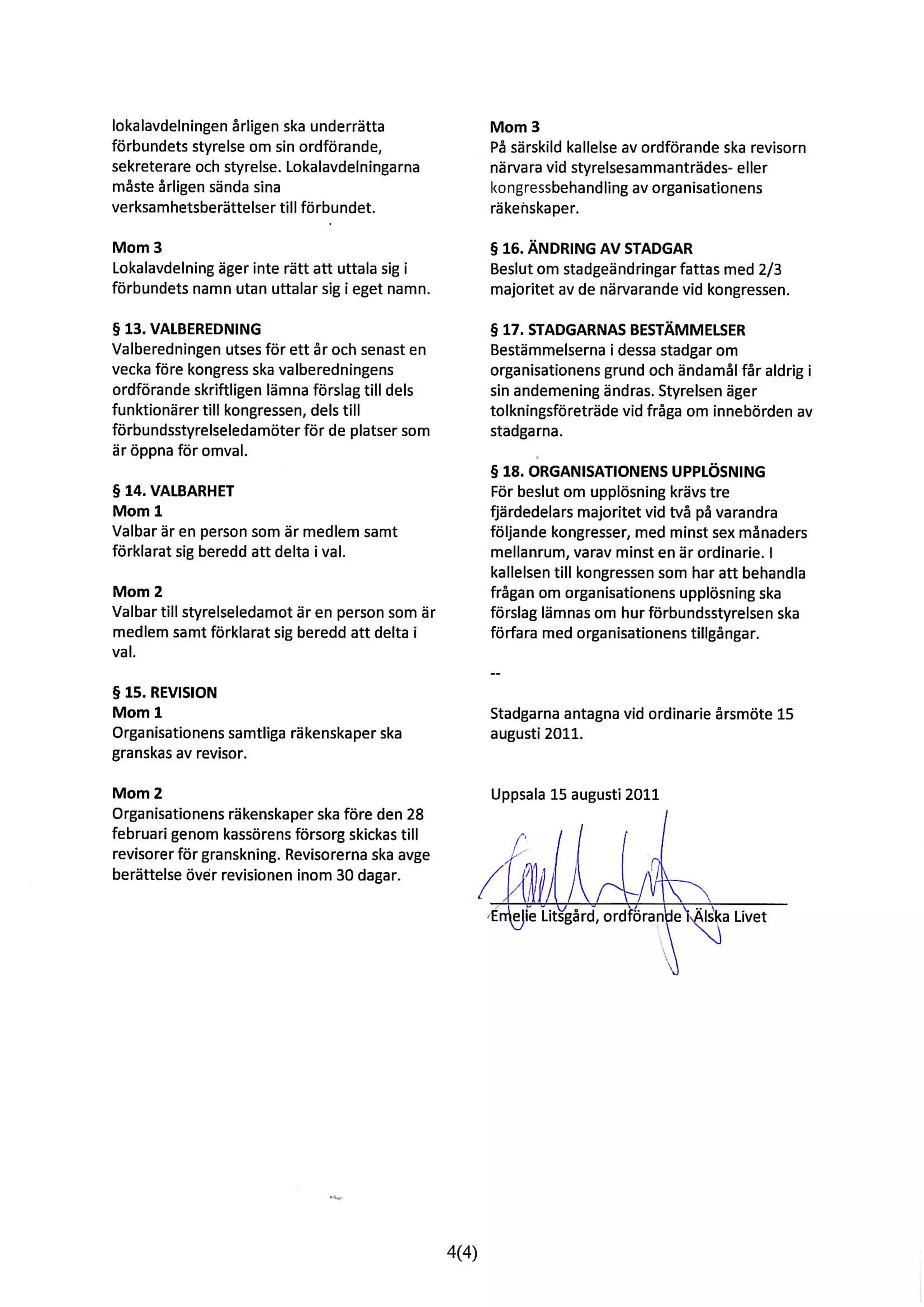 Älska Livet - Stadgar - 2012 | PDF