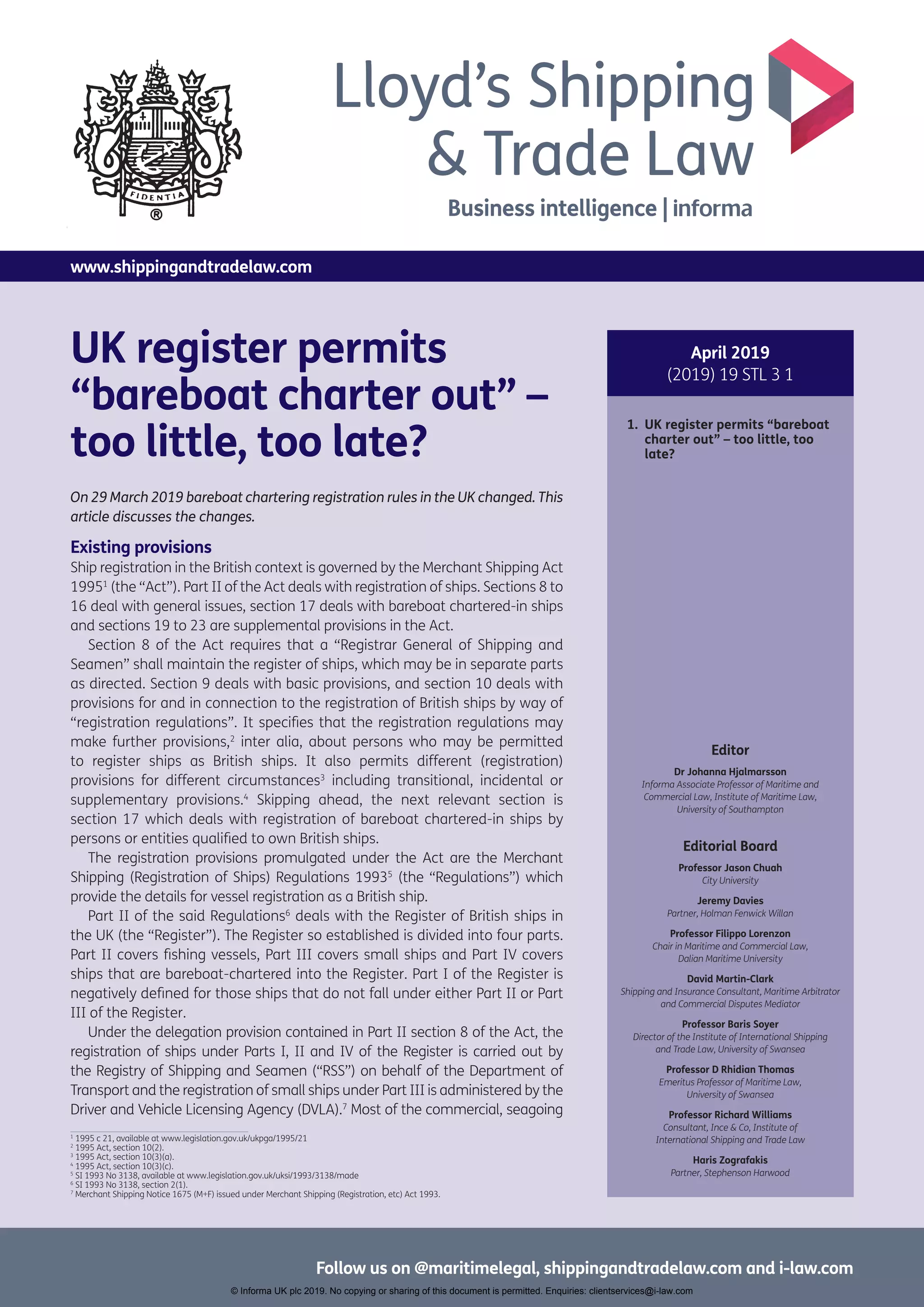 UK Ship Register permits Bareboat Charter Out - Too little, too late? | PDF