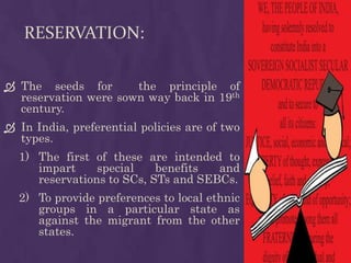 Domicile Reservation in India | PPTX