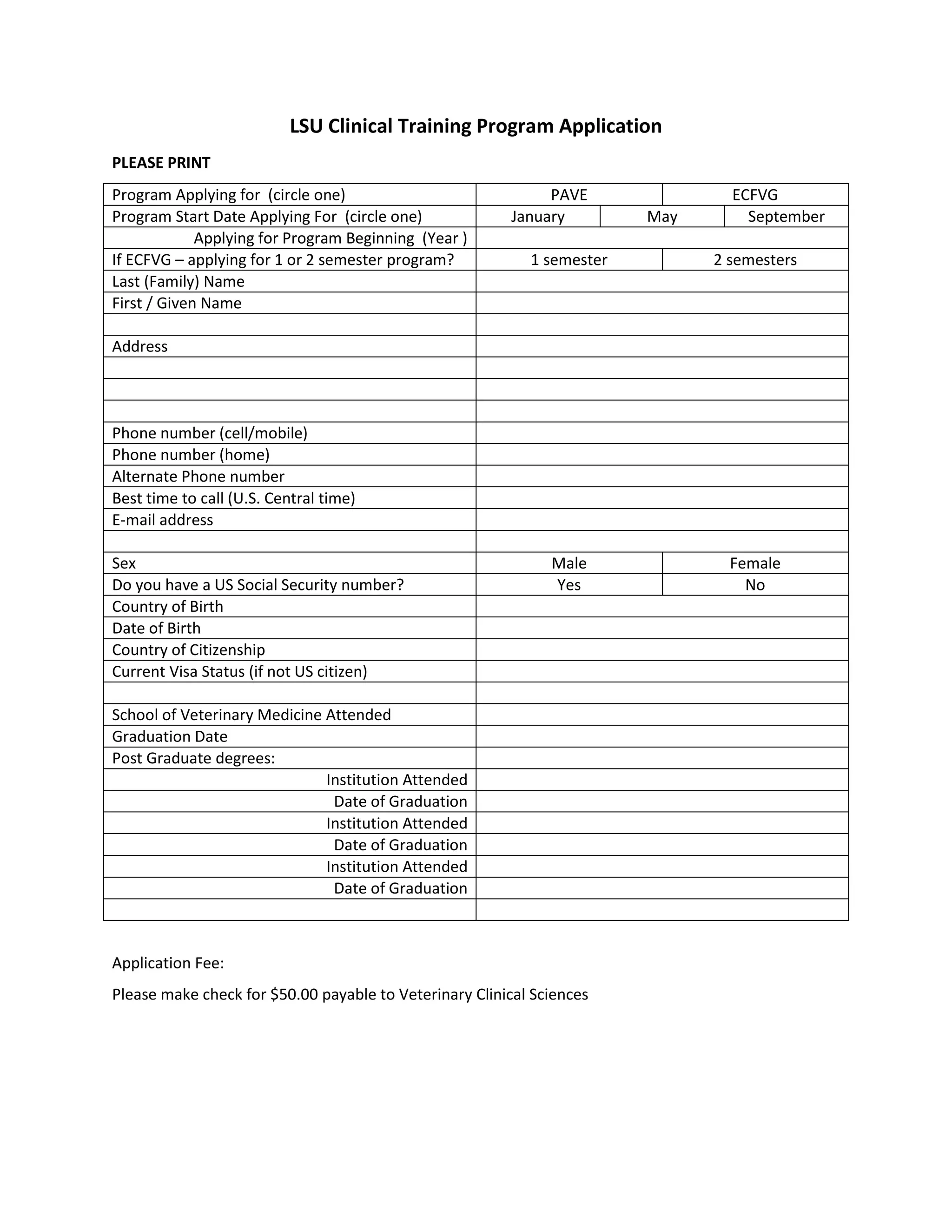 Lsu+clinical+training+program+application 1 | PDF