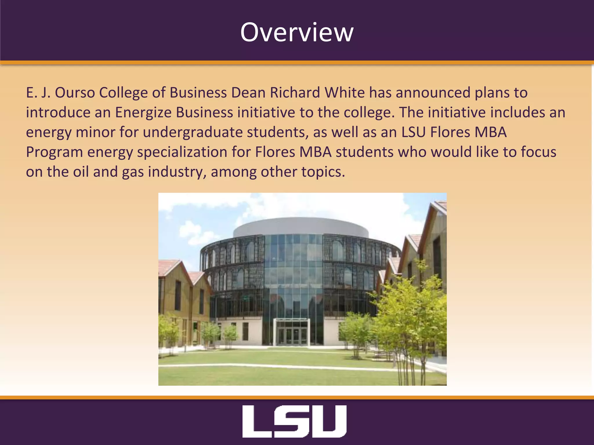 LSU Flores MBA Program Energy Specialization