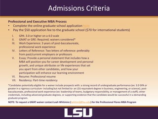 The LSU Flores Professional MBA (PMBA) | PDF