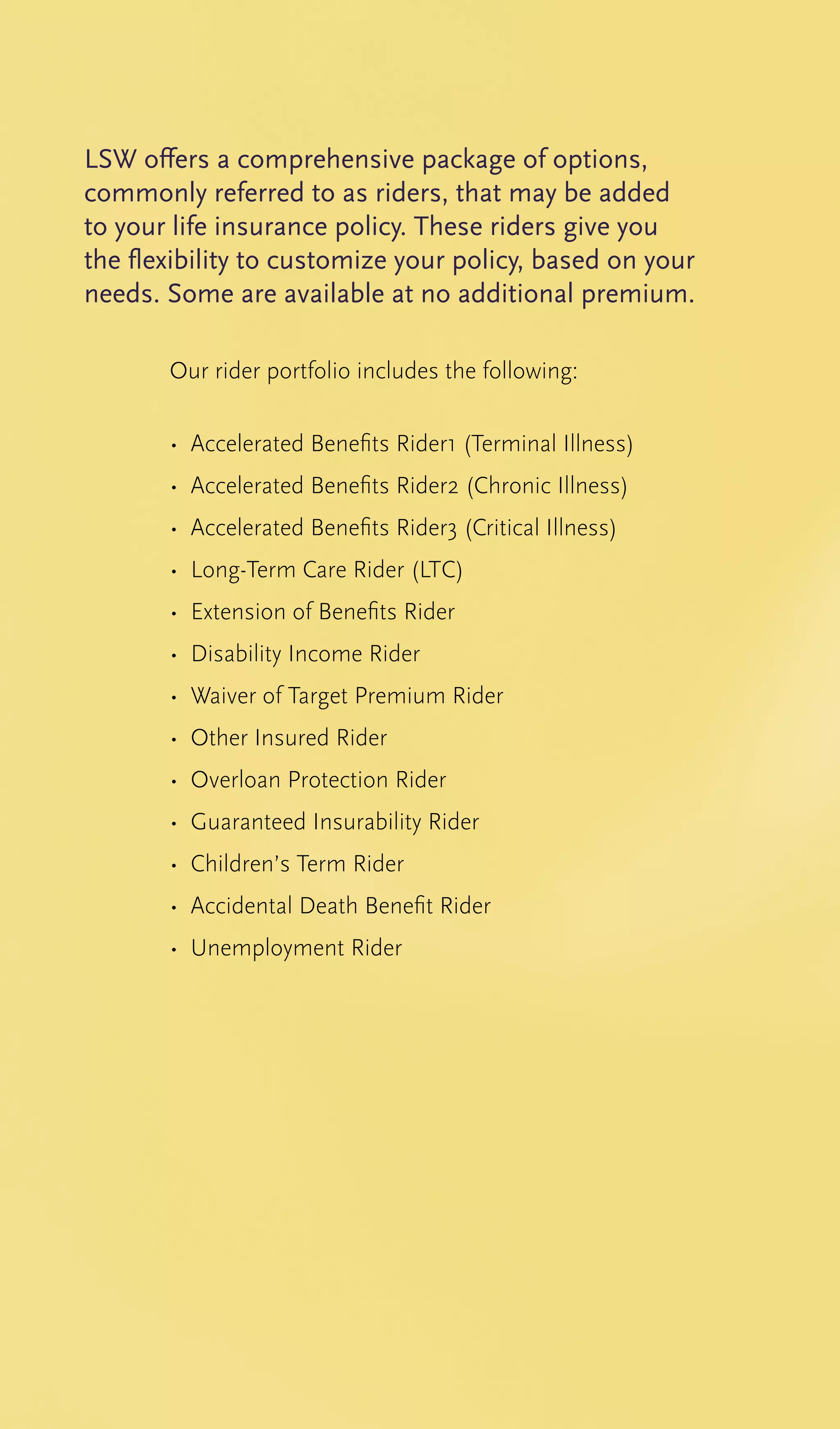 Lsw Living Benefits Brochure | PDF