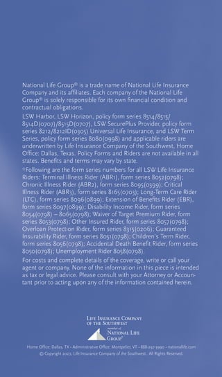 Lsw Living Benefits Brochure | PDF