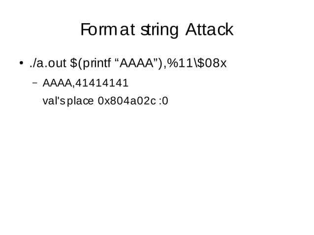 Format string Attack | ODP | Programming Languages | Computing