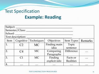 Lt j-test construction procedure | PPT