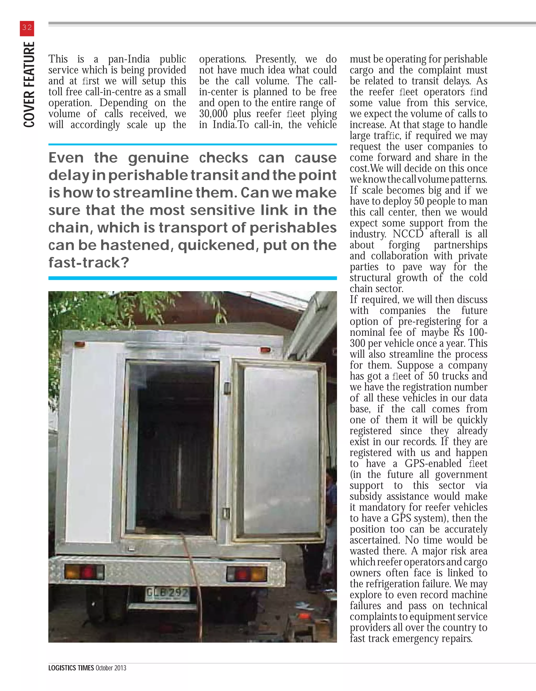 Reefer Vehicle Redressal Program | PDF
