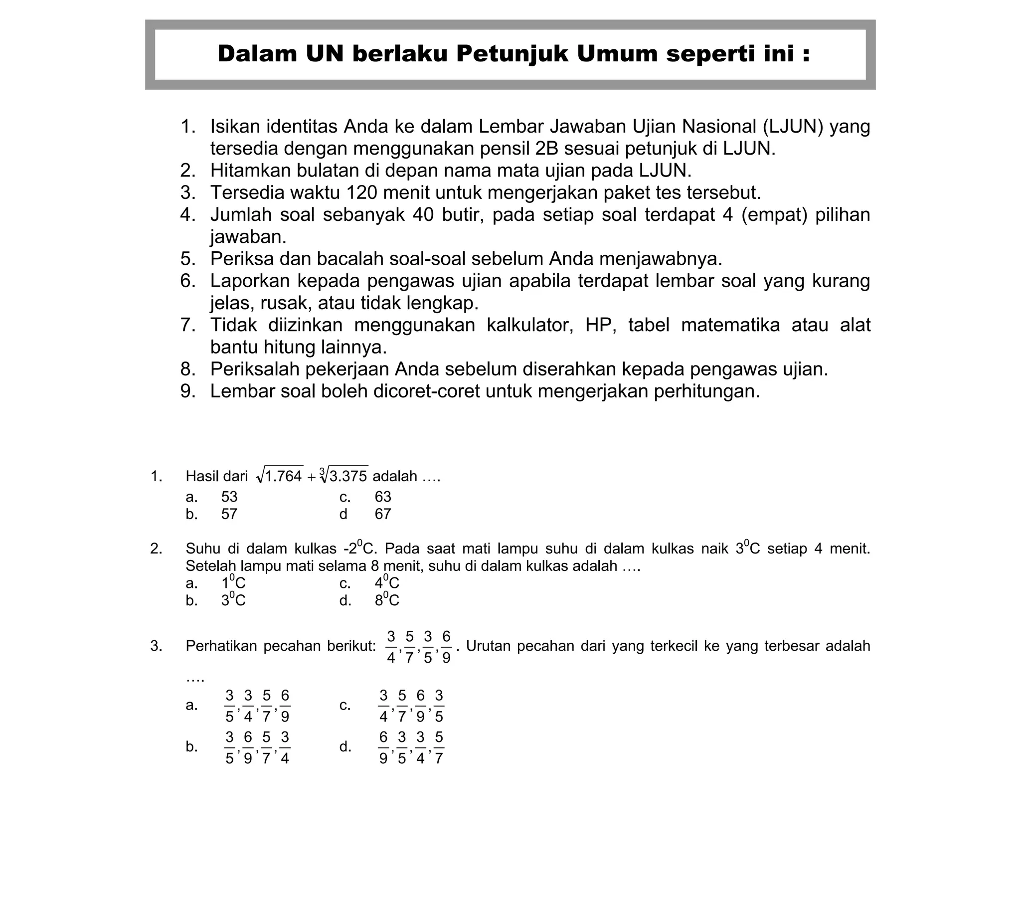 Lt soal-mtk-un-smp | PDF