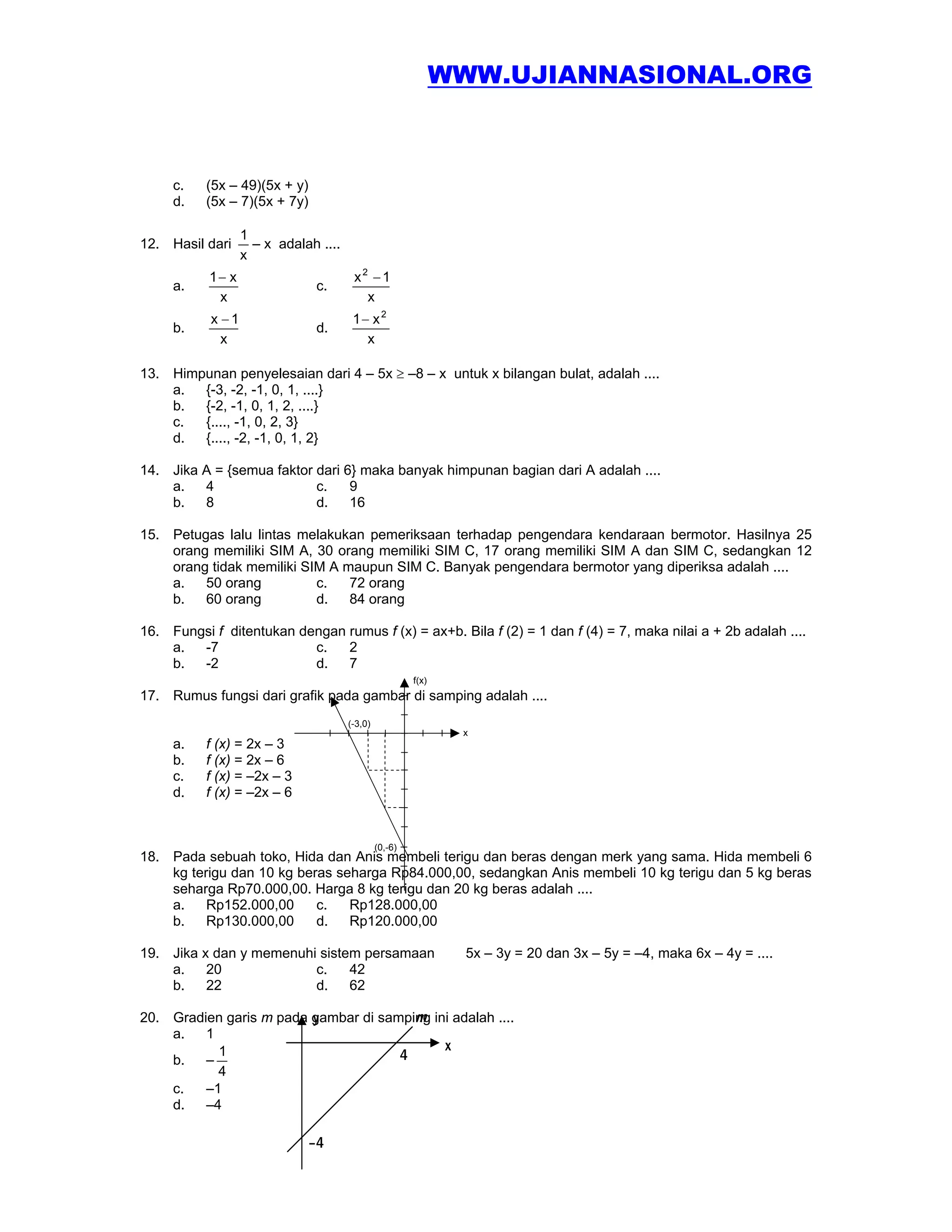 Lt soal-mtk-un-smp | PDF